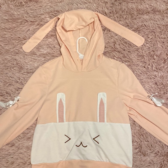 Jackets & Coats | Small Cute Bunny Hoodie Small Coral And Cute Worn A ...